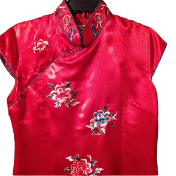 Dresses | Red Satin Oriental Geisha Dress Ml | Poshmark